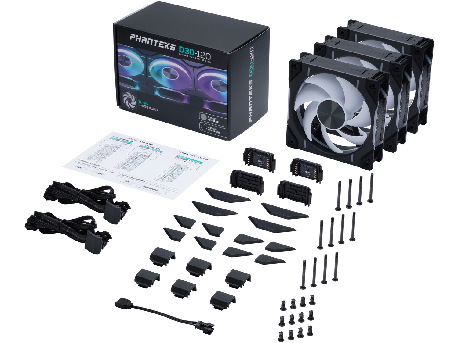 Phanteks D30 PWM Regular Airflow D-RGB Triple Pack Black | Desktop.bg ...